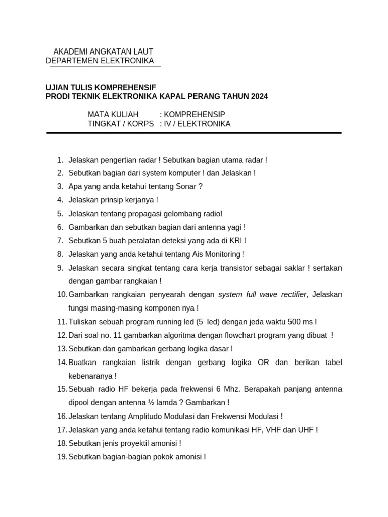Kisi-Kisi Soal Komprehensif | PDF