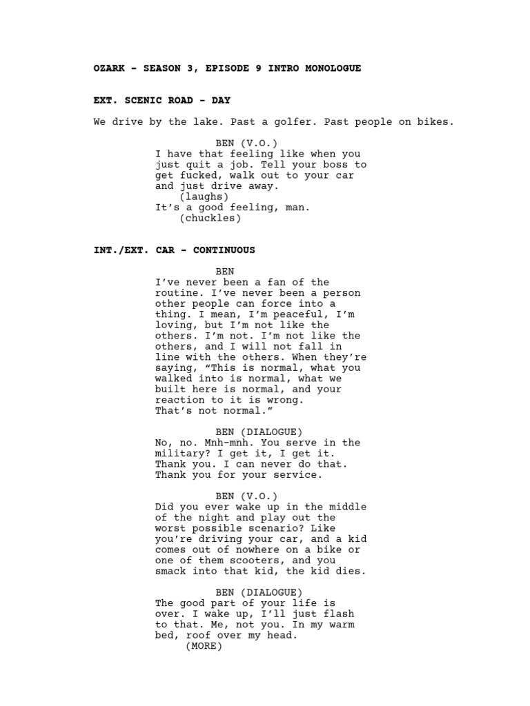 Ozark - Season 3, Episode 9 Intro Monologue | PDF