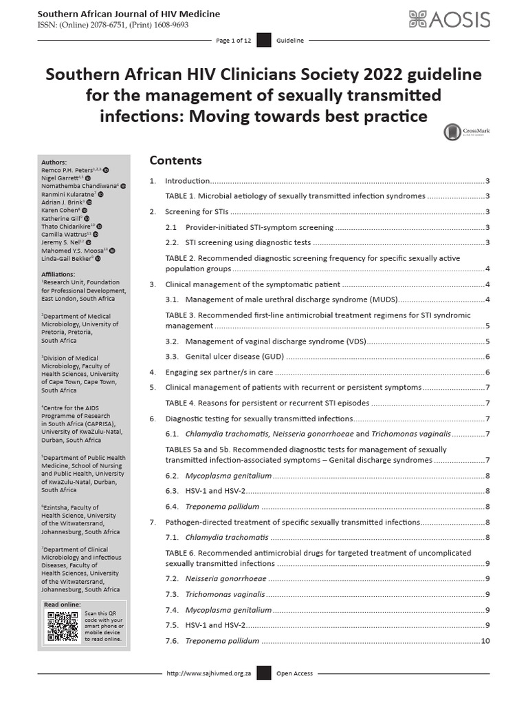 SAHCS 2022 STI Guidelines | PDF | Sexually Transmitted Infection ...
