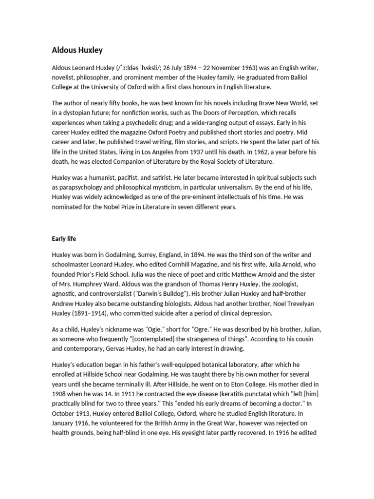 Aldous Huxley | PDF