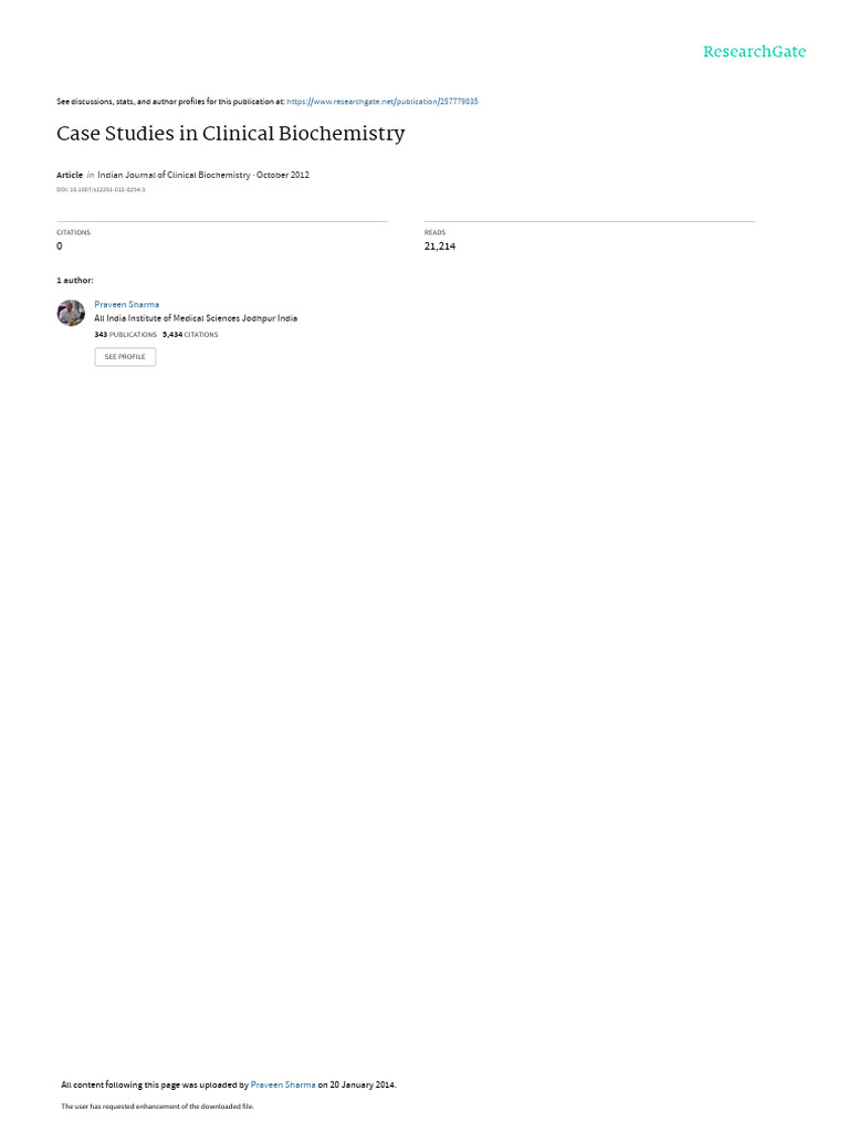 Case Studies in Clinical Biochemistry | PDF