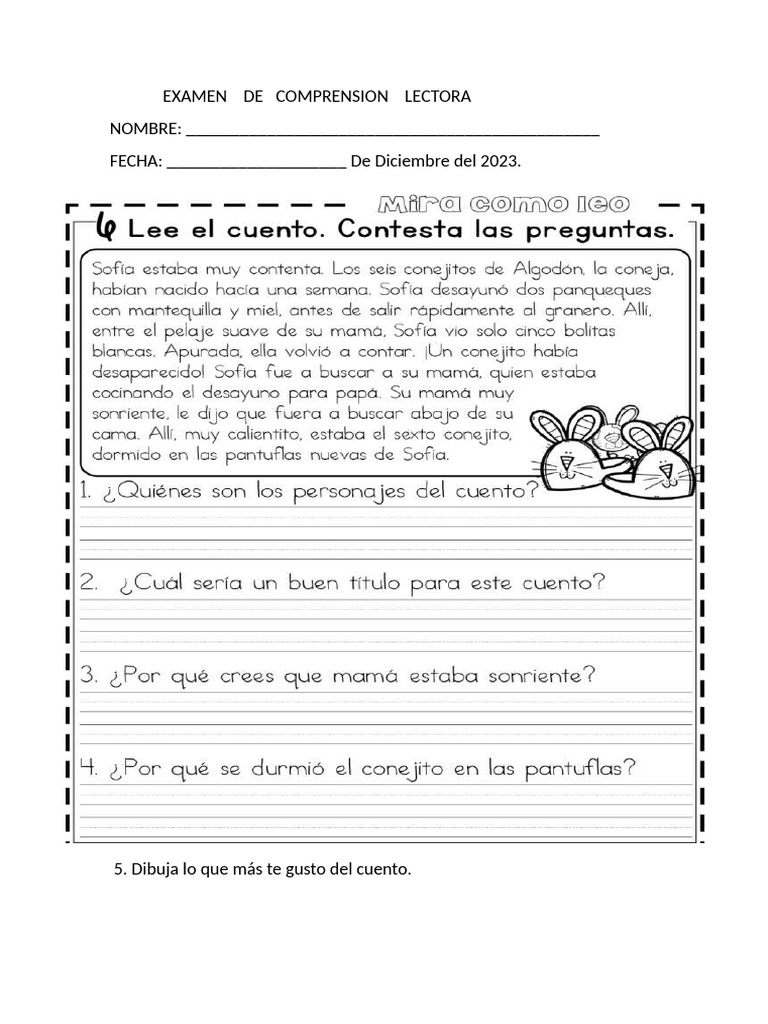 EXAMEN DE COMPRENSION LECTORA | PDF