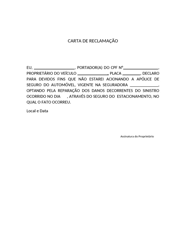 Carta de Reclamação | PDF