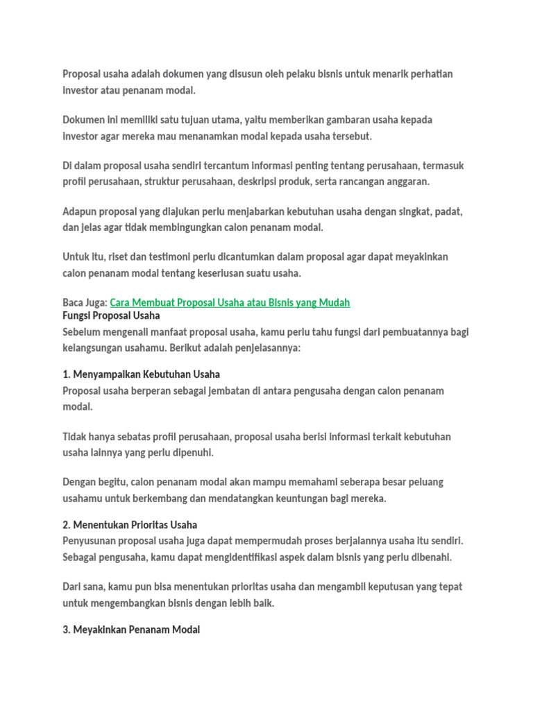 Manfaat Proposal Usaha | PDF