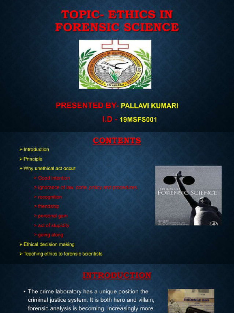 Ethics in Forensic Sciencepptx | PDF