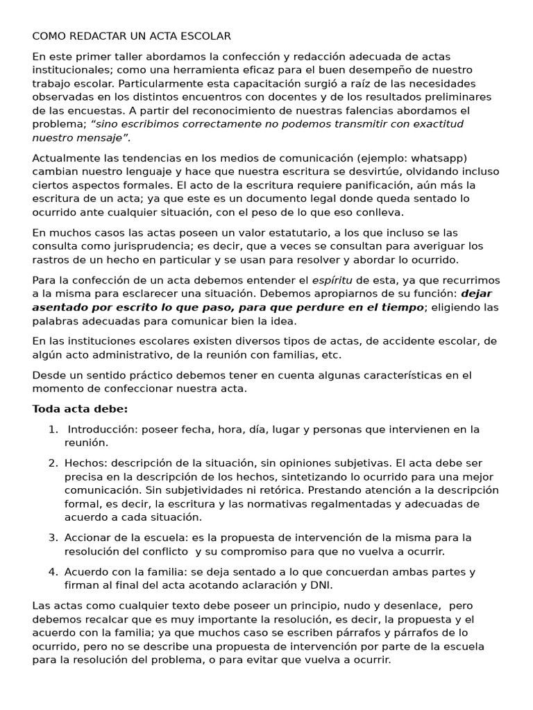 Como Redactar Un Acta | PDF | Comunicación | Escritura