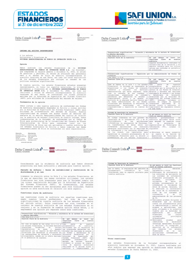 Estados Financieros 2022 Safi Fias Final Web | PDF