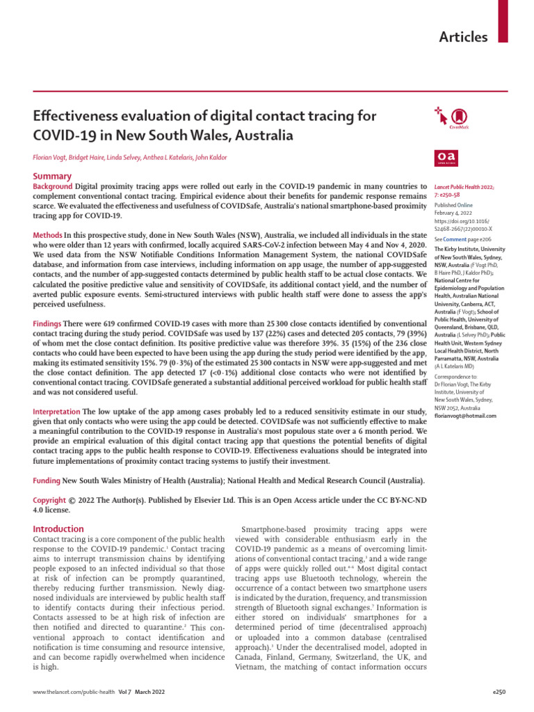 Effectiveness Evaluation of Digital Contact Tracin | PDF