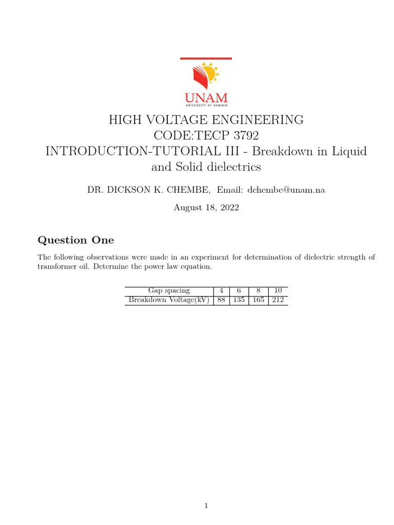 TECP 3792 Tutorial III-1 | PDF