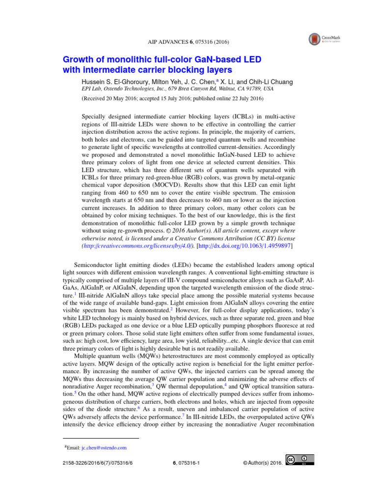 Growth of Monolithic Full-Color GaN-based LED With | PDF