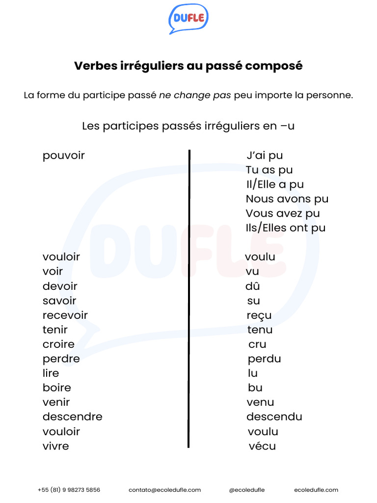 Verbes irréguliers au passé composé | PDF