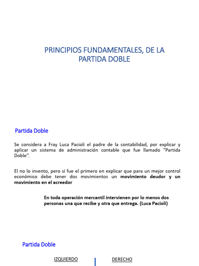 PRINCIPIOS FUNDAMENTALES, DE LA PARTIDA DOBLE | PDF