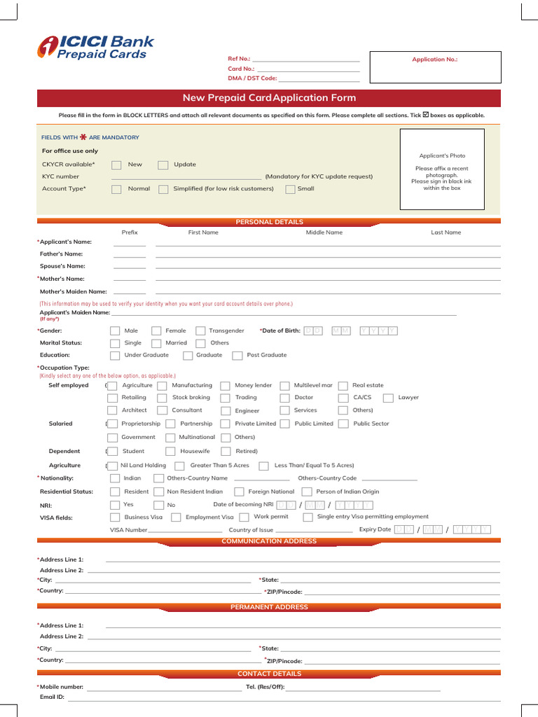 IBank - Prepaid Card Individual Application Form New v3 | PDF