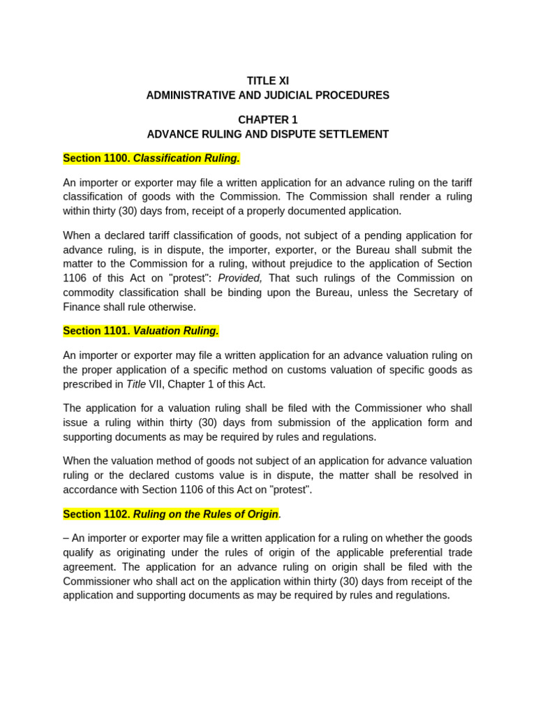 Section 1100-1125 of CMTA | PDF