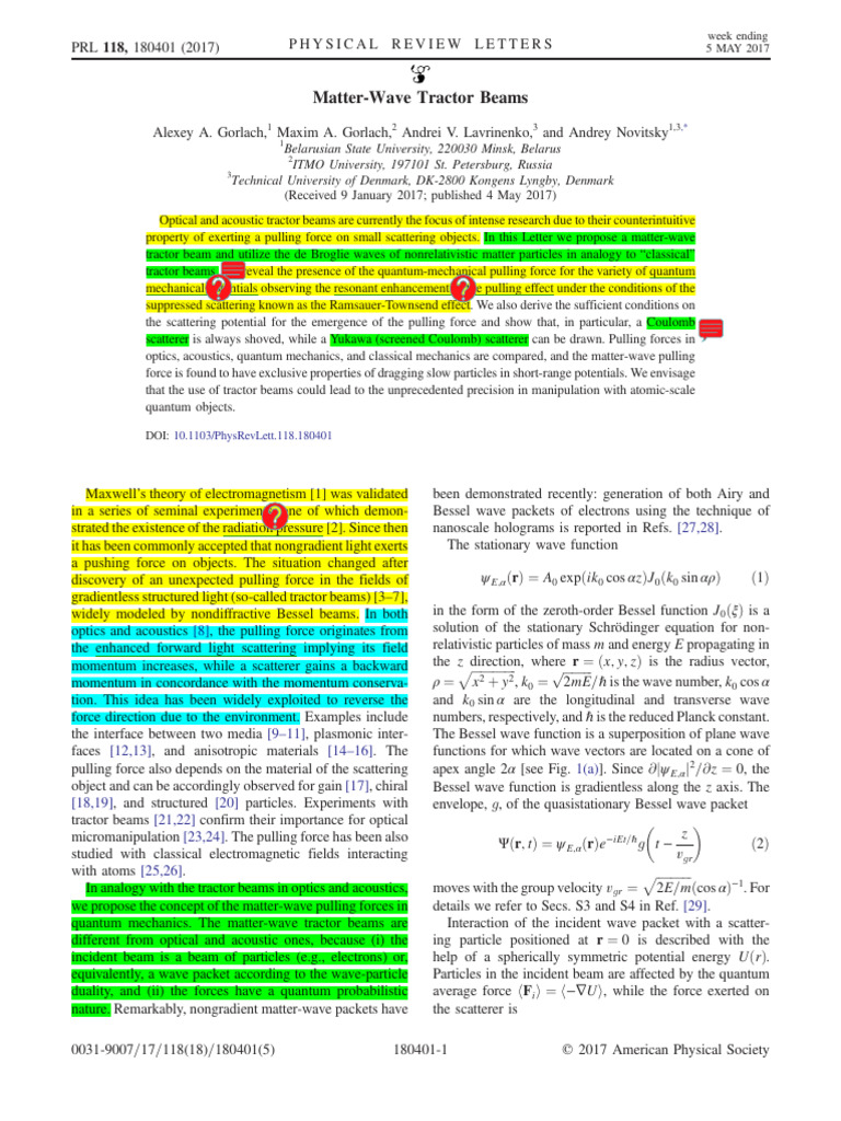 Matter Wave Tractor Beam | PDF