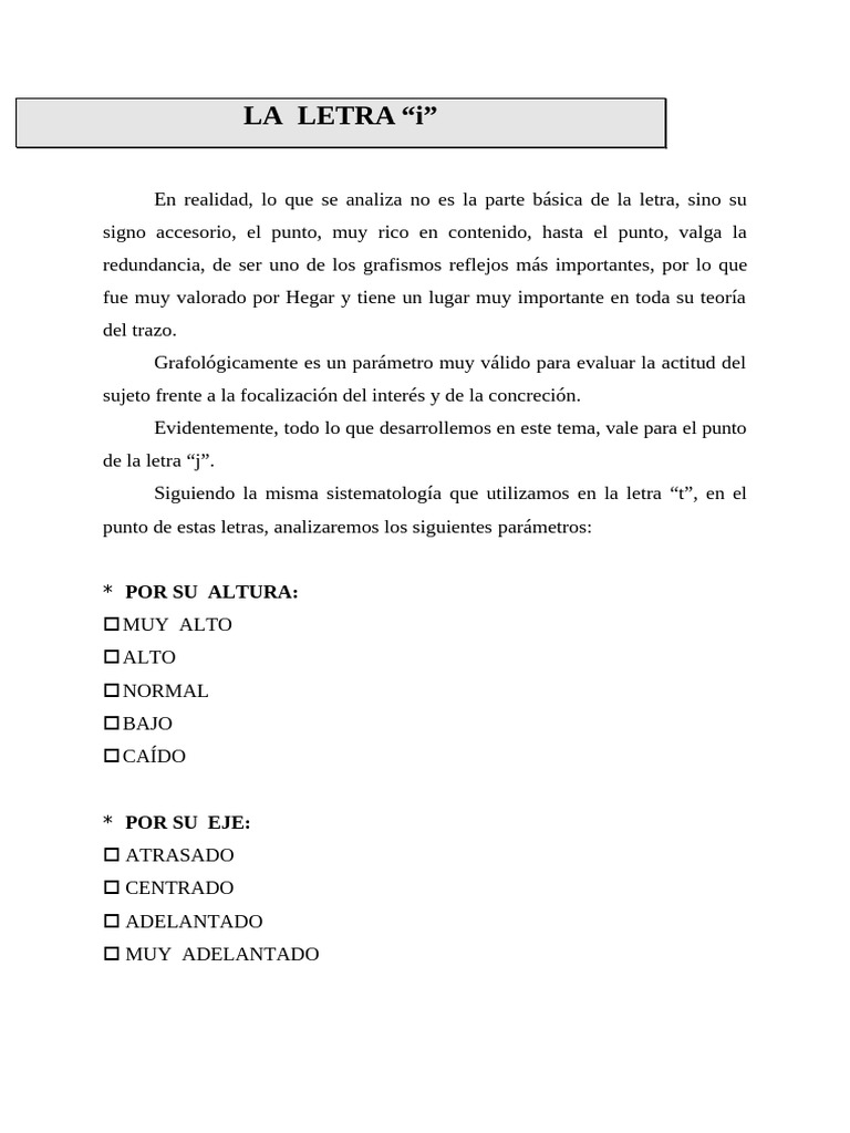 Grafologia Letra I 1 | PDF