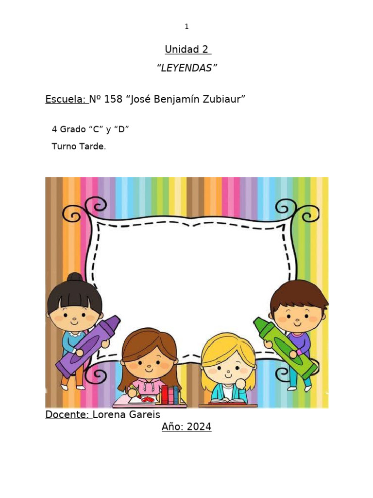 Unidad 2 Lengua Cuarto Grado 2024 Zubiaur | PDF | Literatura | Escritura