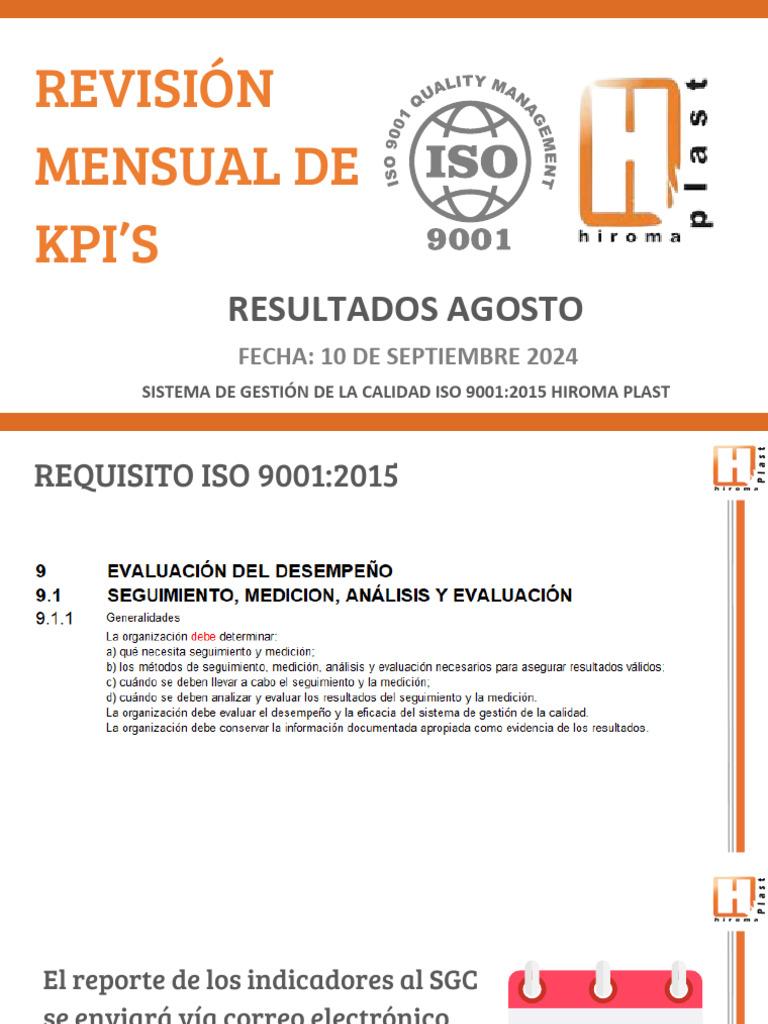 Revision Mensual de Kpi's Agosto 2024 | PDF
