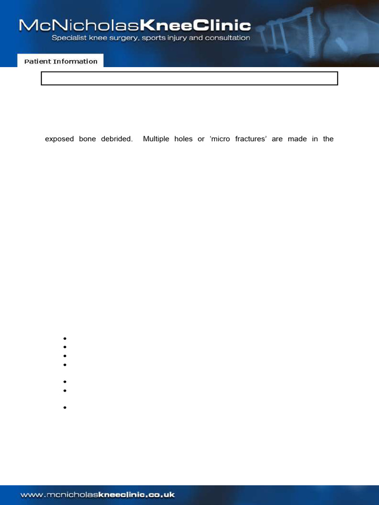 Protocol For Tibio Femoral Microfracture | PDF