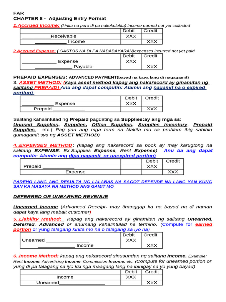 FAR Format For Adjusting Entry | PDF