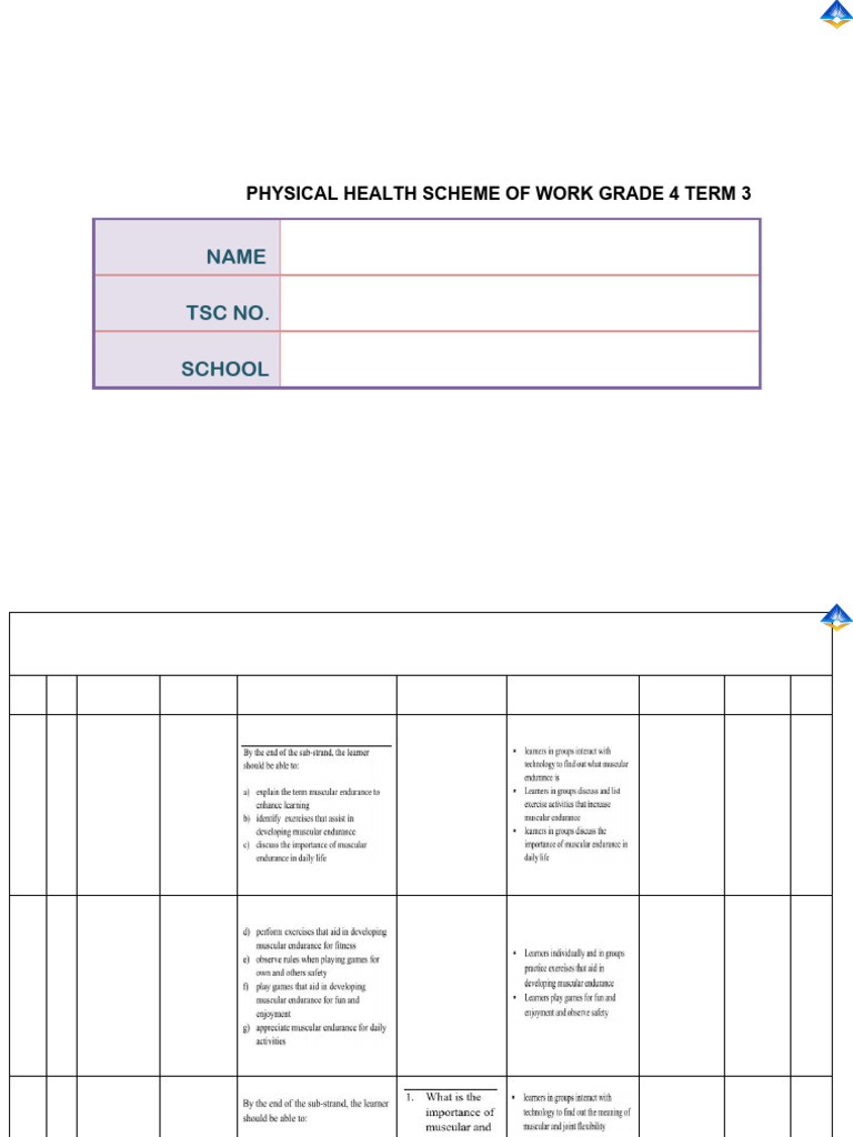 Pe Grade 4 Term 3 | PDF
