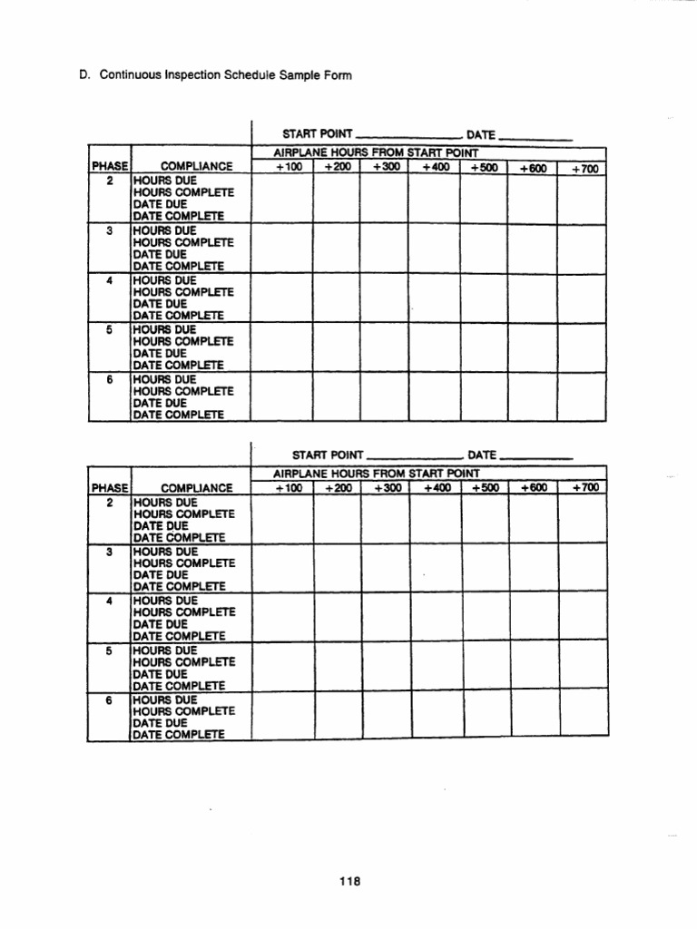 4. Continuous Inspection Schedule Chart Sample Form | PDF