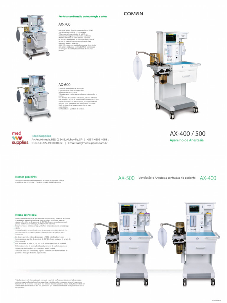 Aparelho de Anestesia Comen AX400 500 Folder | PDF