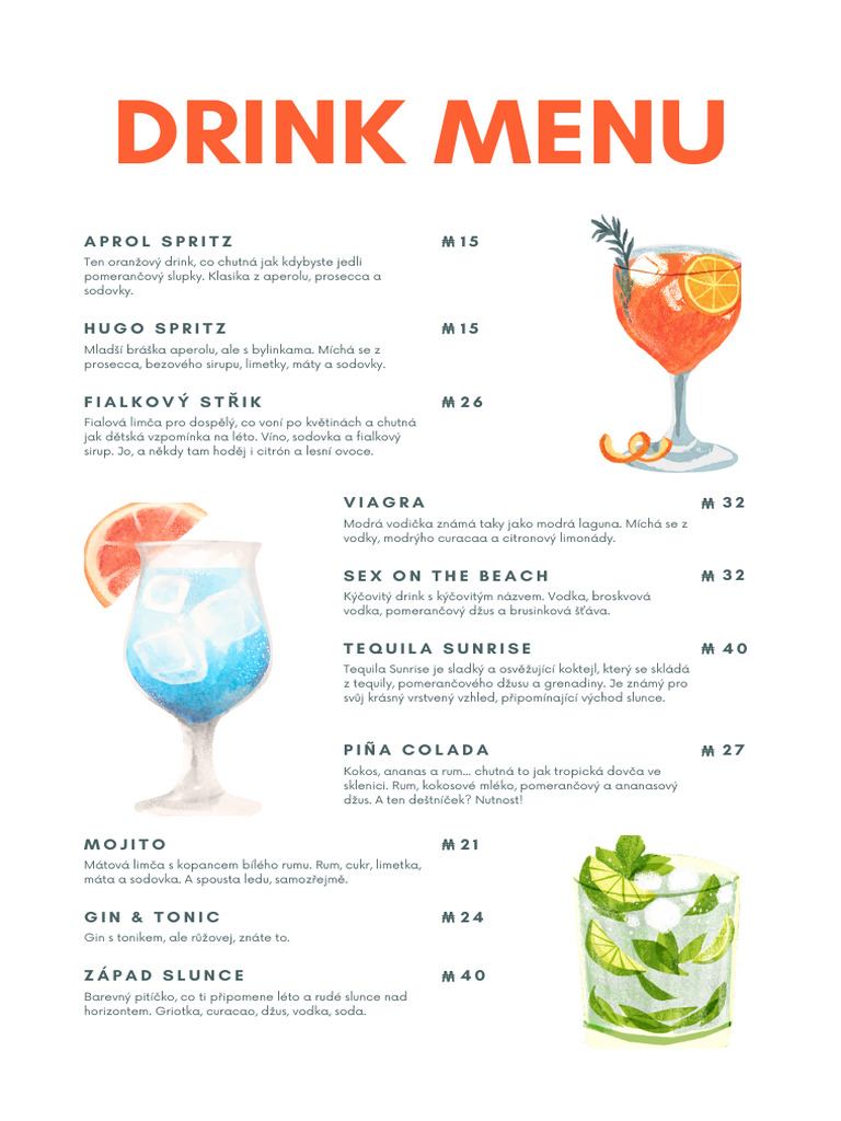 Kopie Návrhu Blue and Beige Elegant Minimal Drinks Menu | PDF