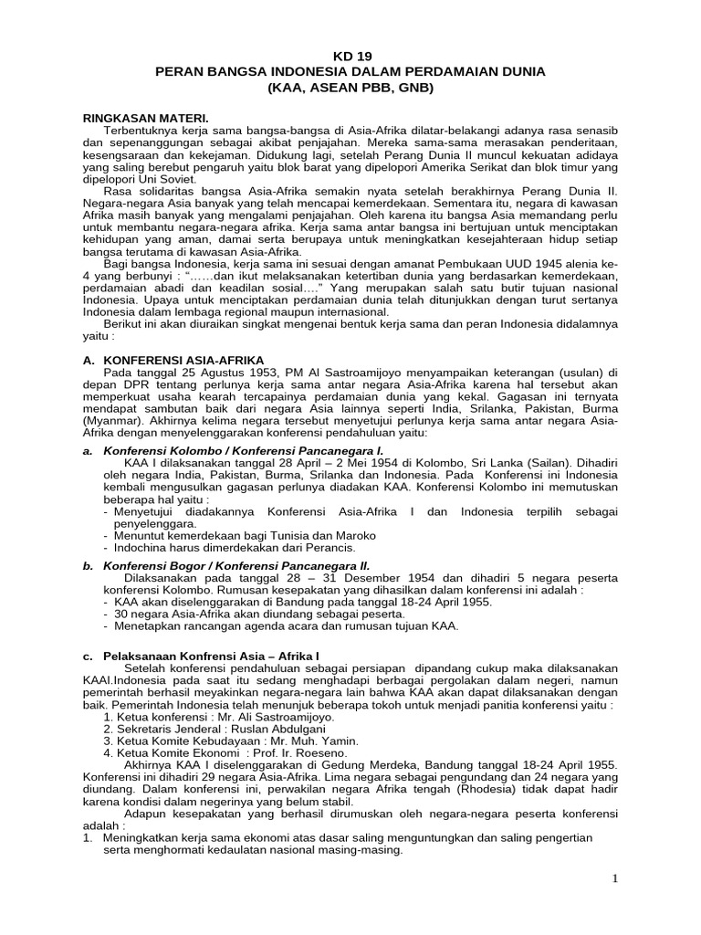 RPP KD 19 Peran Indonesia Dalam Perdamaian Dunia | PDF