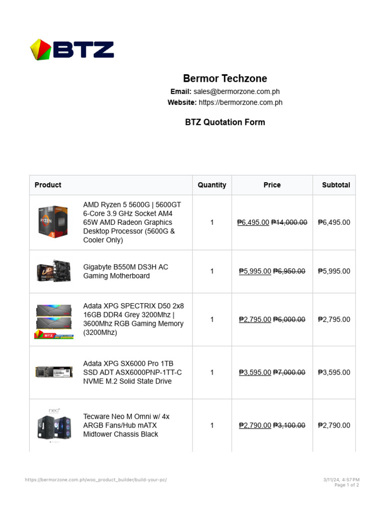 AMD SYSTEM UNIT PC BUILDER - Bermor Techzone 2 | PDF