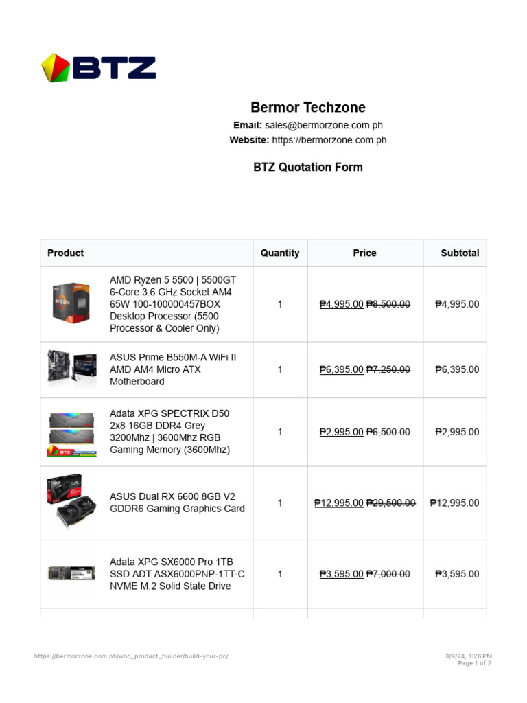 AMD SYSTEM UNIT PC BUILDER - Bermor Techzone | PDF