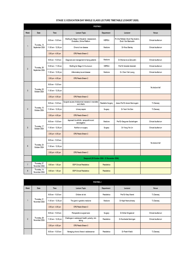 Education Day Timetable_Cohort 2020 | PDF