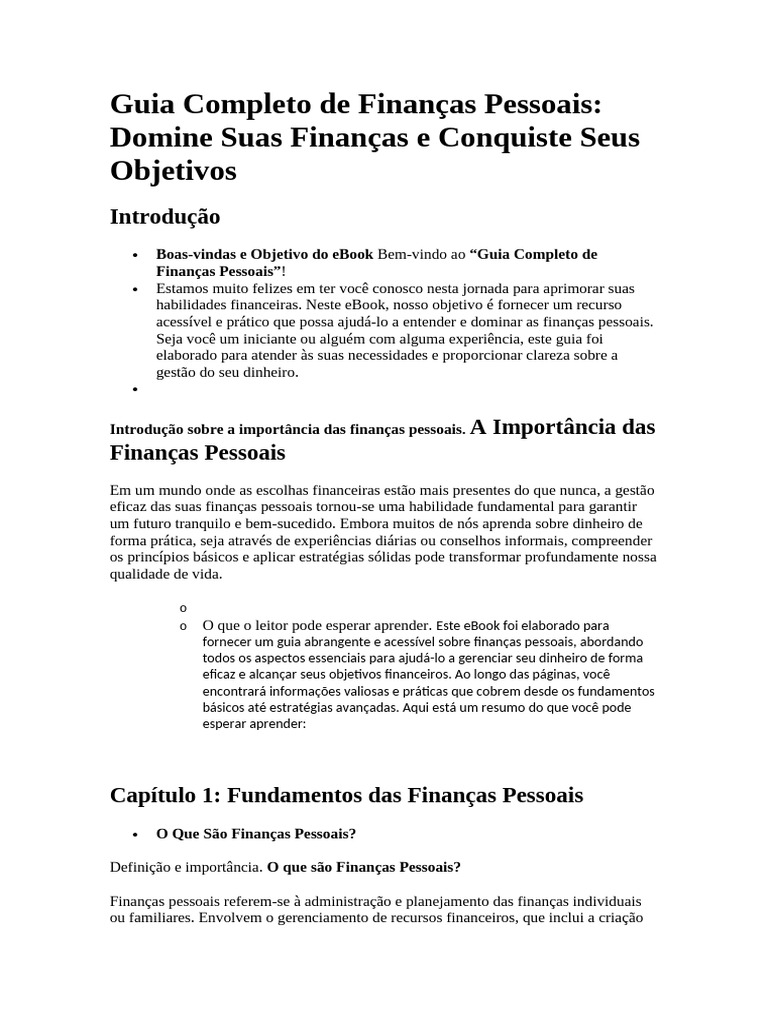 Guia Completo de Finanças Pessoais | PDF Guia Completo de Finanças Pessoais | PDF