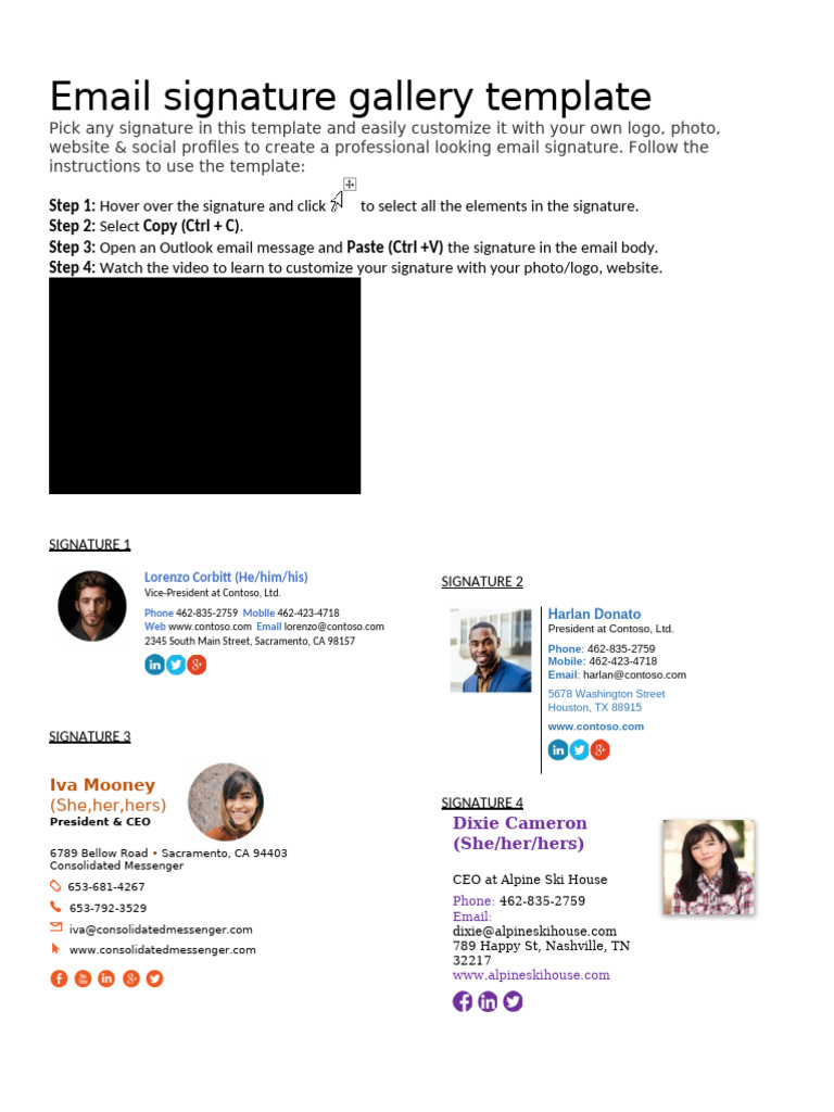 Email Signature Gallery Template | PDF