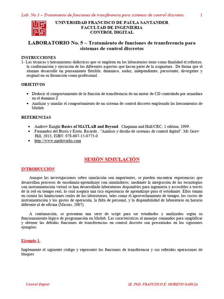 L5 Tratamiento Funciones Transferencia Control Digital | PDF
