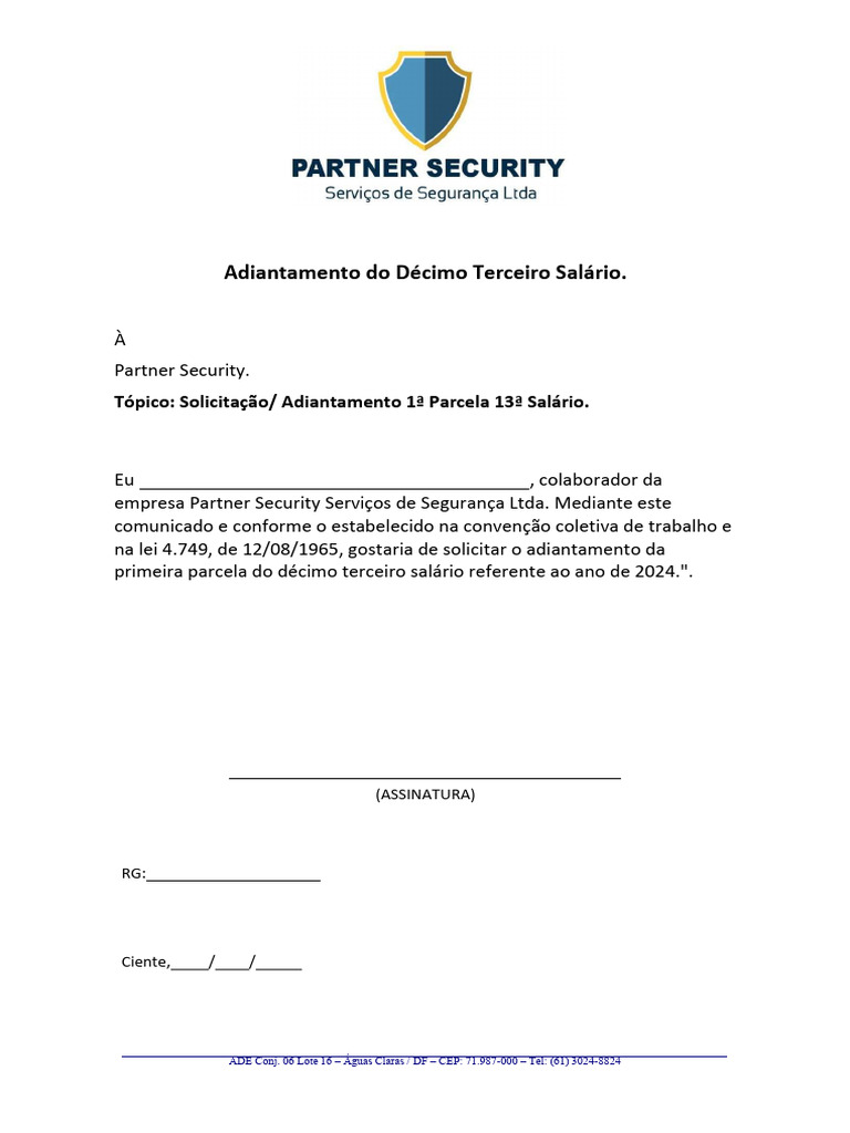 Adiantamento Do Décimo- Modelo | PDF