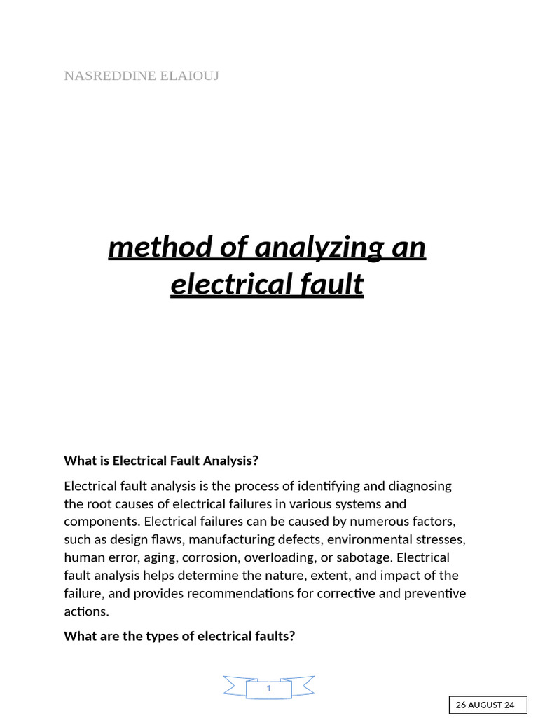 Method of Analyzing An Electrical Fault 1 | PDF