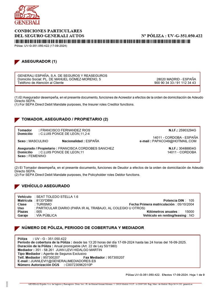 Condiciones Particulares | PDF