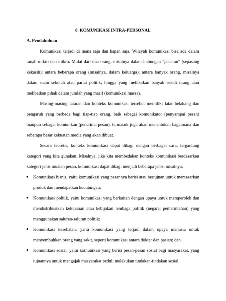 Komunikasi Intra-Personal | PDF