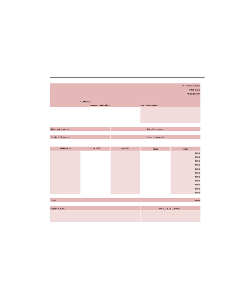 Plantilla de Comanda | PDF