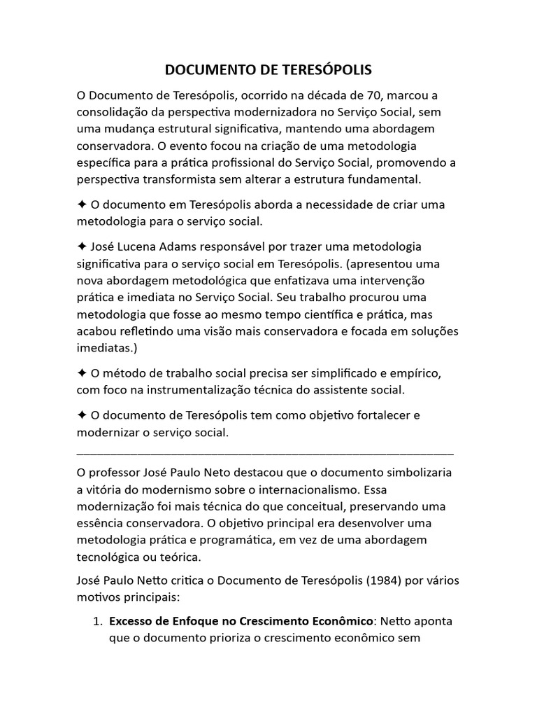 Documento de Teresópolis | PDF