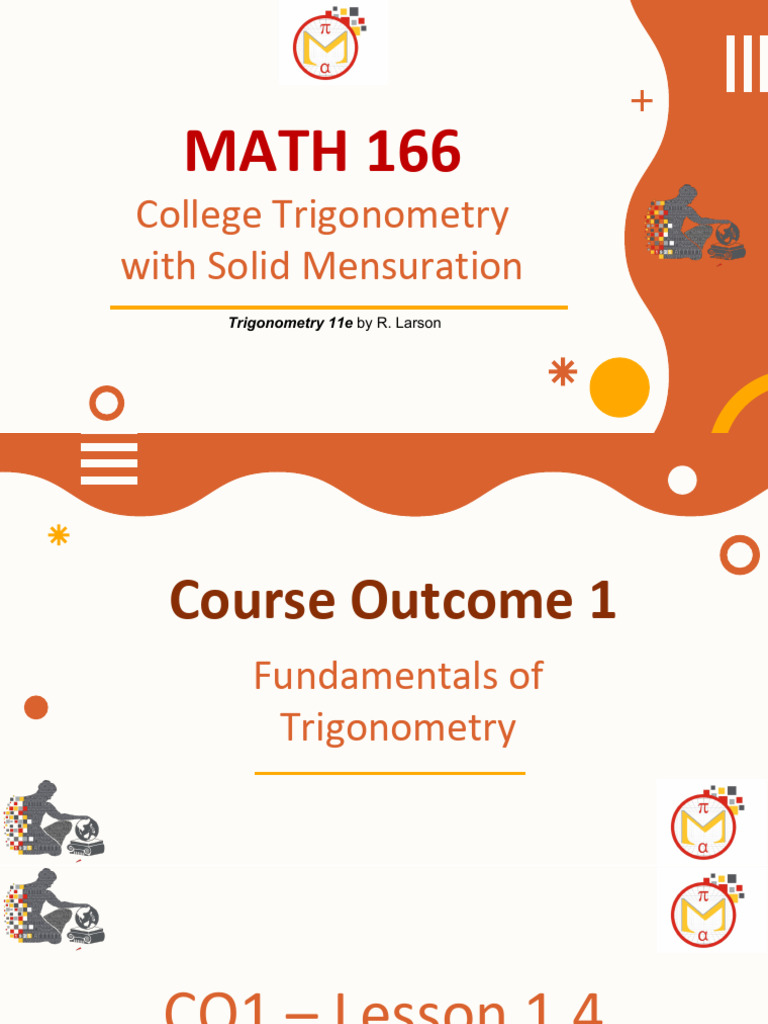 Math 166 CO1 Lesson 1.4 Trigonometric Functions of Any Angle | PDF
