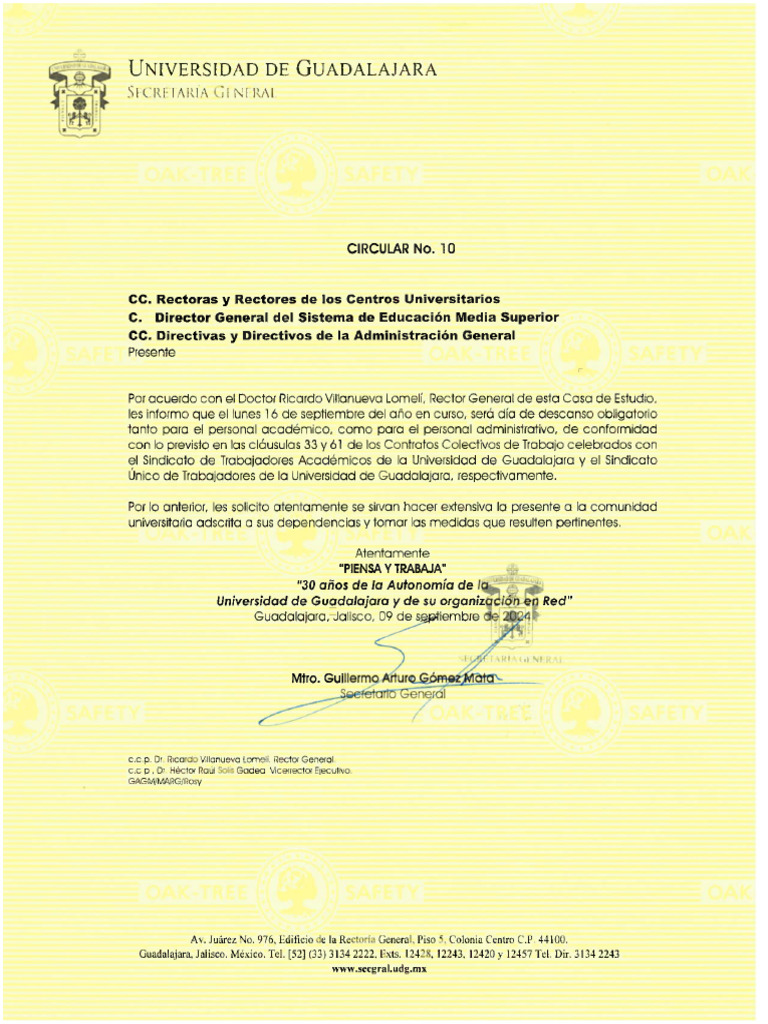 Circular 10 (16sep) | PDF