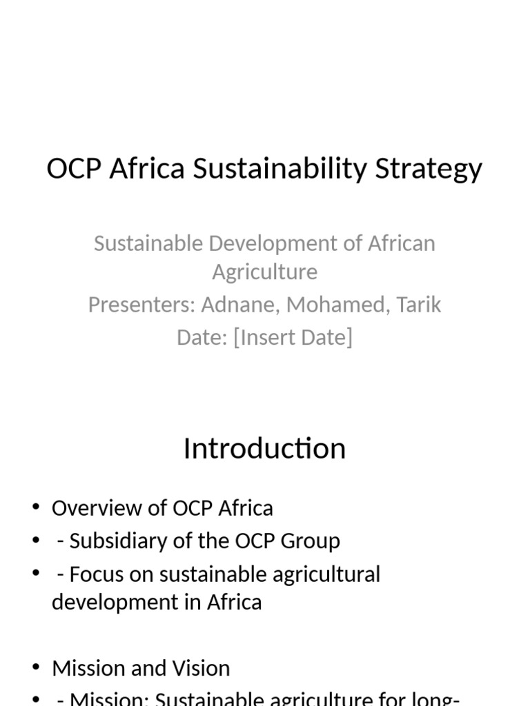 OCP Africa Sustainability Strategy ABS | PDF