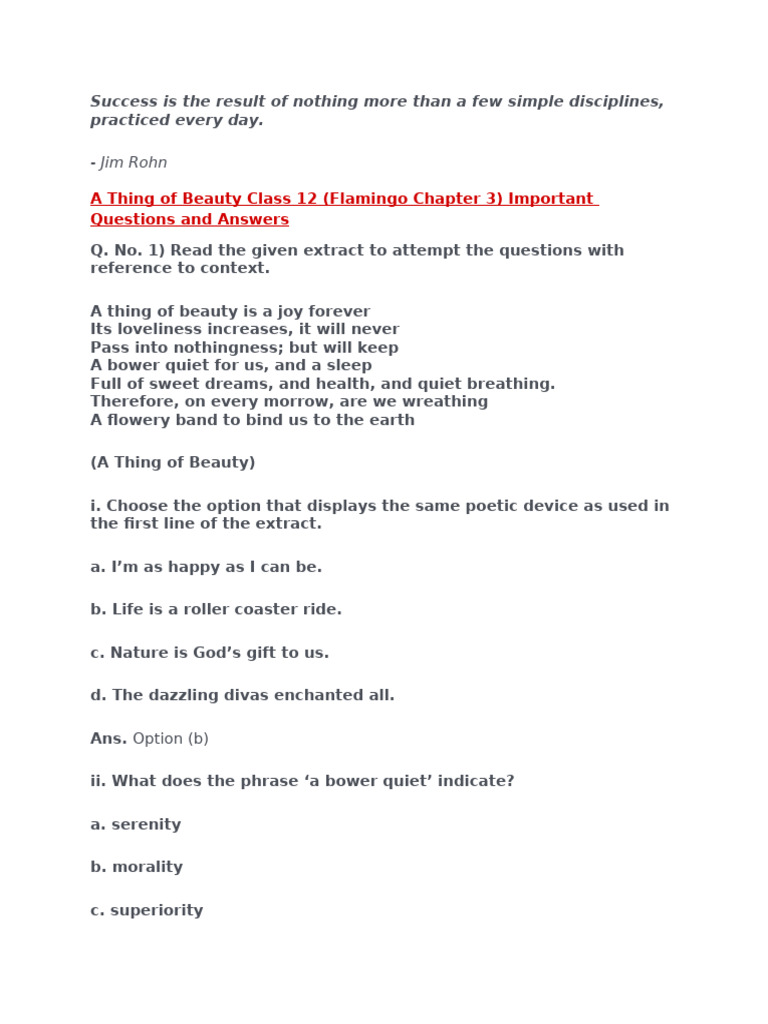 CH 1 English Class 12 | PDF