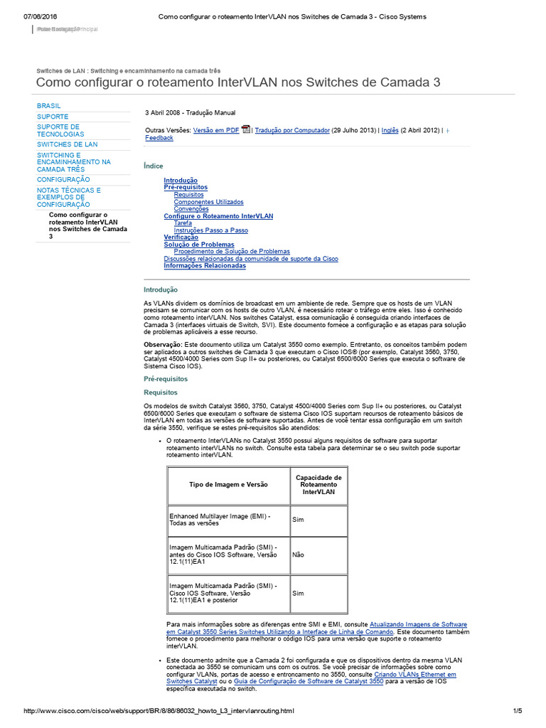Como Configurar O Roteamento Intervlan Nos Switches De Camada 3 Cisco Systems Pdf 