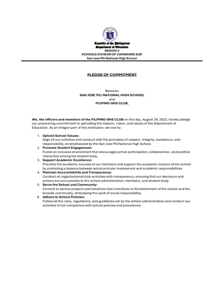 Pledge of Commitment 1 | PDF