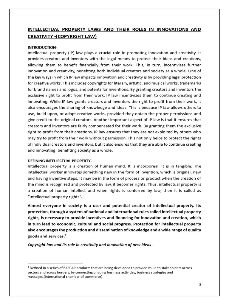 Intellectual Property Laws and Their Roles in Innovations and Creativity PDF | PDF