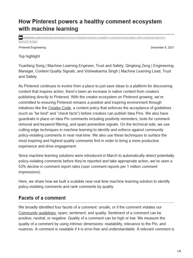How Pinterest Powers A Healthy Comment Ecosystem With Machine Learning ...