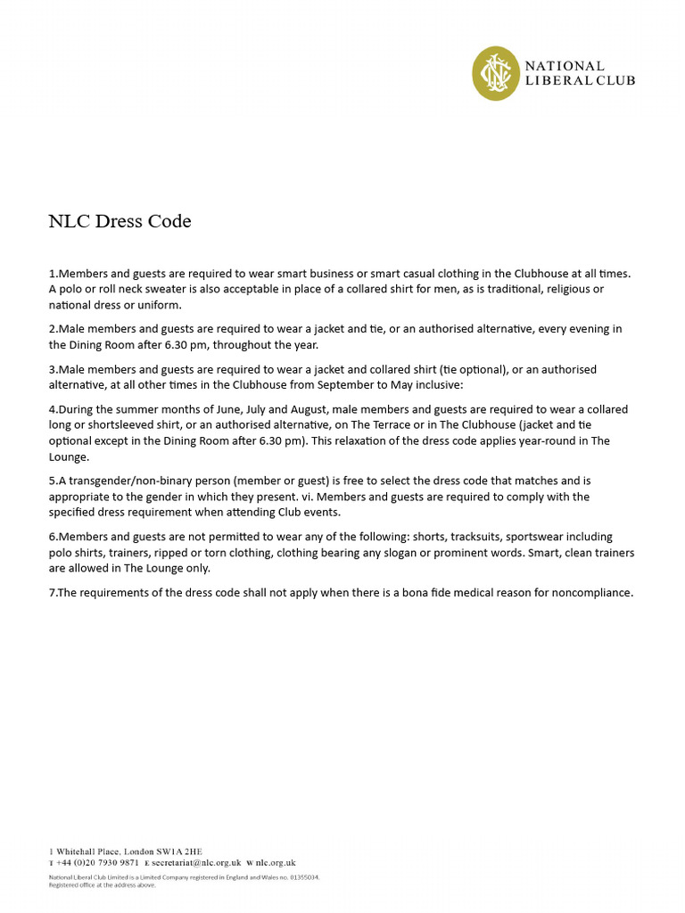 NLC Dress Code | PDF